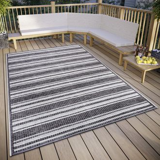 Hanse Home Temu In- & Outdoor Teppich Wetterfest - Modernes Streifen Muster, Wasserfest robuster Aussenteppich Flachgewebe für Garten, Balkon, Terrasse, Wohnzimm