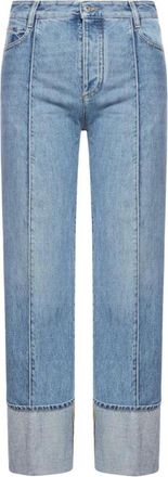 Bottega Veneta Femme, Jeans, Bleu, Taille: 36 FR Jean Large &agrave; Ourlet Revers&eacute;
