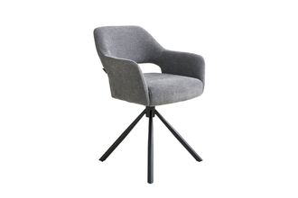 Sch&ouml;ner Wohnen Kollektion Stuhl Stavanger/Webstoff Bezug in grau, Gestell in schwarz / 360&deg; drehbar mit R&uuml;ckholfunktion/Hochwertiger Taschenfederkern/Armlehnstuhl/B 58, H 84, T