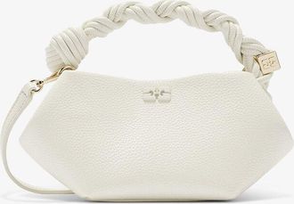 Ganni Mini-Bou-Tasche in Narbenoptik Wei&szlig;