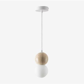 Sklum Sklum - Plafonnier boule de cristal en travertin Davise Blanc