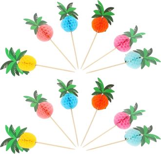 Garneck 50st&uuml;cke Coconut-Tree Fruchtspie&szlig;e Dekorative Cocktailsticks F&uuml;r Sommerpartys Obstsalate Und Snacks Nat&uuml;rliche Holzmaterialien Sicher Und Praktisch Pa