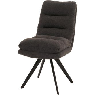 Hhg Neuwertig] Esszimmerstuhl HHG 481, K&uuml;chenstuhl Stuhl, drehbar Auto-Position Stoff/Textil Boucl&eacute; mvg dunkelgrau