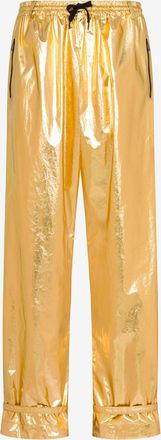 Moschino Pantalon en mousseline de coton lamin&eacute;e - Or