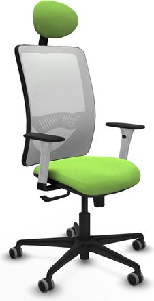 Piqueras y Crespo B&uuml;rostuhl Zulema mit schwarzen und wei&szlig;en Armlehnen, h&ouml;henverstellbare Lendenwirbelst&uuml;tze und festes Kopfteil, ausgestattet mit 3 Positionen, Wei&szlig;/Pis