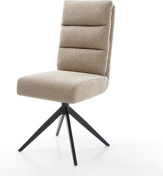 DELIFE Drehstuhl Pela-Flex Boucl&eacute; Schlamm Kreuzgestell breit Schwarz 360&deg; drehbar Wippfunktion Taschenfederkern, Esszimmerst&uuml;hle