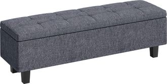 HOMCOM Sitzbank mit Stauraum Polsterbank mit Leinenoptik Bettbank mit Holzbeinen, Schuhbank f&uuml;r Schlafzimmer, Wohnzimmer, Flur 138 x 40 x 45 cm, Dunkelgrau