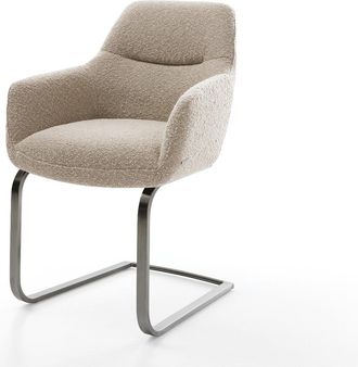 DELIFE Freischwinger Pejo-Flex Boucl&eacute; Schlamm Freischwinger flach Graphit Taschenfederkern, Esszimmerst&uuml;hle