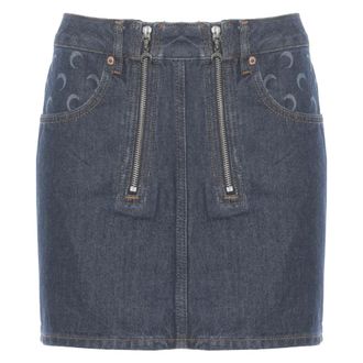 Marine Serre Femme, Jupes, Bleu, Taille: 40 FR Zipped Mini Skirt
