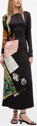 Desigual robe imprimée à manches longues - Noir