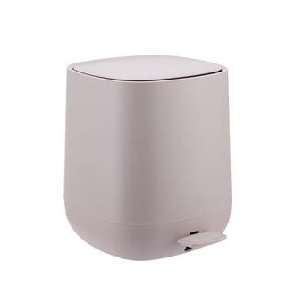 Relaxdays M&uuml;lleimer Bad, 5 l, Kosmetikeimer mit Soft-Close, Matte Optik, entnehmbarer Inneneimer, Treteimer, beige