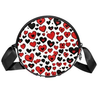 Generic Sac &agrave; bandouli&egrave;re rond rond pour femme, petit sac &agrave; bandouli&egrave;re chaud en forme de coeur avec fermeture &eacute;clair et bretelles r&eacute;glables