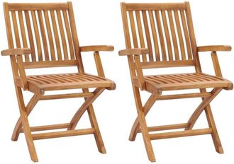 vidaXL Vidaxl - Chaises de jardin pliables 2 pcs Bois de teck massif