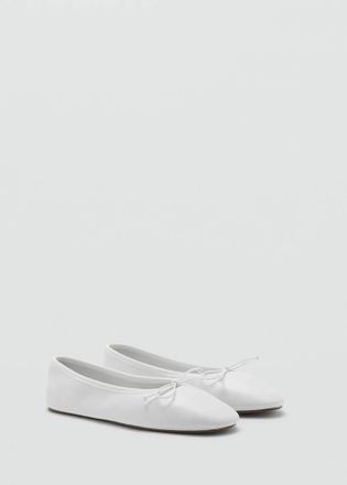 Mango Ballerines cuir naud blanc - Femme - 35 - MANGO