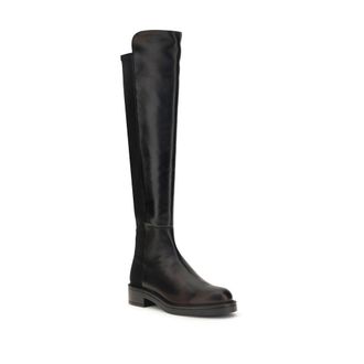 Stuart Weitzman Womens Black Leather Over The Knee Shoe
