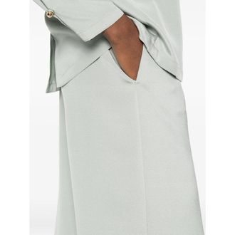 Max Mara Womens Wide-Leg Silk Trousers Green