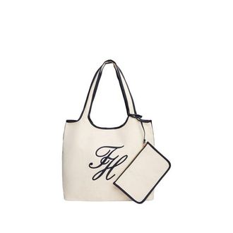Tommy Hilfiger Sac cabas &agrave; logo en coton et lin m&eacute;lang&eacute;s