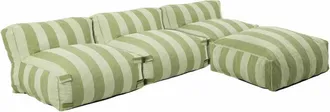 Oviala Salon de jardin modulable avec 3 chauffeuses et 1 pouf vert cactus - Mixi