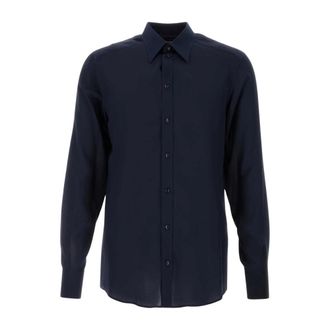 Dolce & Gabbana Silk Crepe De Chine Martini Shirt - - Shirts - Herren - Blau - L