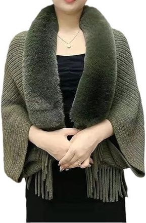 Generic Ch&acirc;le doux et ch&acirc;le avec manches pour femmes, ch&acirc;le tricot&eacute; ample et &eacute;pais, pour robes de soir&eacute;e, mariages, Vert, Taille unique