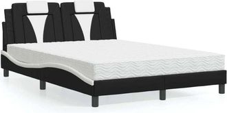 vidaXL Lit avec matelas noir et blanc 140x190 cm similicuir Vidaxl
