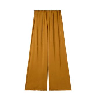 Oltre Palazzo-Hosen aus Viskosesatin - - Trousers - Damen - Gelb - L