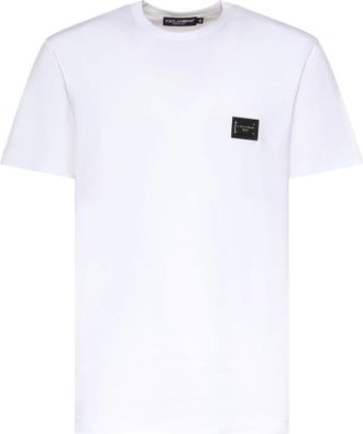 Dolce & Gabbana Homme, Tops, Blanc, Taille: 4XL T-shirt M/Corta Giro