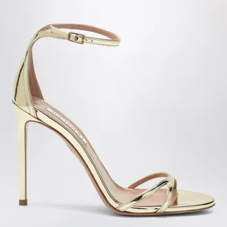 Aquazzura Nuda Sandalen in Gold aus Metallic-Leder