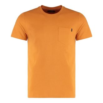 Moorer Baumwoll-T-Shirt mit Fronttasche - - Tops - Herren - Orange - XL