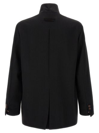 Ermenegildo Zegna Wool with Korean Collar Blazer - Black
