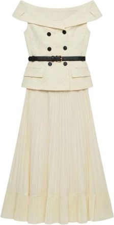 Self Portrait Femme, Robes, Jaune, Taille: 40 FR Lace-Detail Button-Front Midi Dress