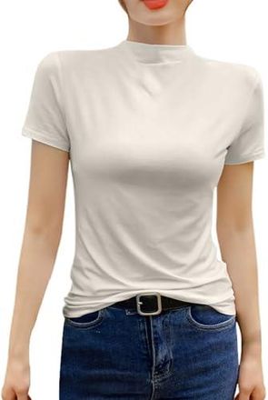 Generic T-shirt d&eacute;t&eacute; basique &agrave; manches courtes pour femme, coupe ample, d&eacute;contract&eacute;, t-shirt surdimensionn&eacute;, t-shirt d&eacute;t&eacute; tendance pour femmes, adolescentes, 