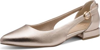 Marco Tozzi Marco Tozzi Damen Ballerinas weiches Feel Me Fu&szlig;bett weiches Innenfutter Vegan Spitz, metallic (Platinum), 42 EU