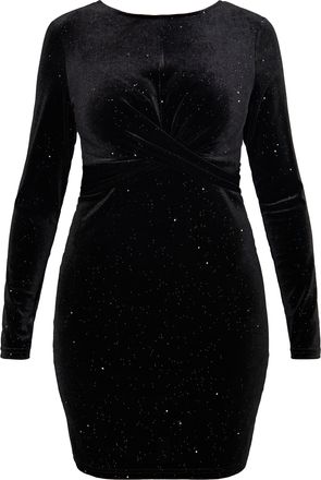 Faina Glitzerndes Samtkleid Damen schwarz