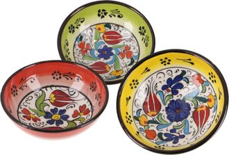 Guru Shop 3er Set Orientalische Schüsseln, Schale, Dekoschale Ø 13 cm, Handbemalt - Set 11