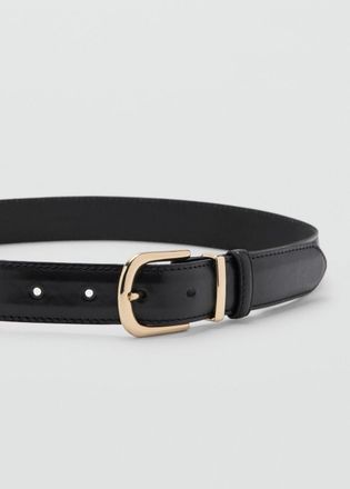 Mango Ceinture cuir boucle noir - Femme - XL - MANGO