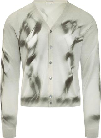 Versace Homme, Pulls, Gris, Taille: XL Cardigan en maille de soie imprim&eacute;e
