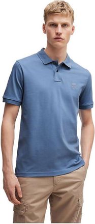 BOSS Herren Passenger Slim-Fit Poloshirt aus Stretch-Baumwolle mit Logo-Aufn&auml;her Blau XXL