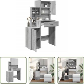vidaXL vidaXL Kosmetikschrank - Schminktisch mit Schrank Grau Sonoma-Eiche 80x35x132 cm
