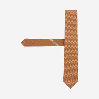 Ferragamo Mens Tie Silk Orange Ties & Bow