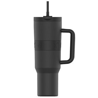 Onyx Trinkflasche mit Deckel und Strohhalm - 1,2L Thermoskanne auslaufsicher, Kaffeebecher to go, f&uuml;r hei&szlig;e und kalte Getr&auml;nke, BPA-frei, Edelstahl Isolier