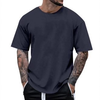 Minetom Oversized Tshirt Herren Rundhals Kurzarm Oberteil Weit Geschnittenes Longshirt Basic Vintage Clothes Gym T-Shirt Herren Oversize Fit Sweatshirt Top Lo