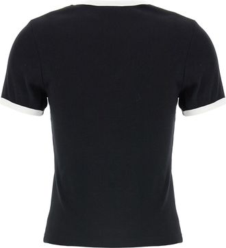 Courr&egrave;ges Logo-Embroidered Contrast T-shirt - Black