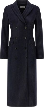 Alberto Biani Doppelreihiger Nadelstreifenmantel - Blau