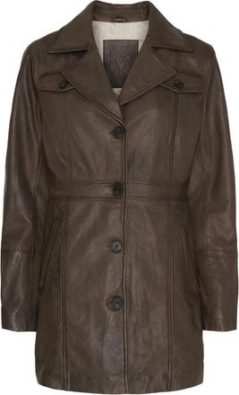 Notyz Notyz - Veste longue en cuir - Femme - Vestes - Brun - Taille: 36 FR