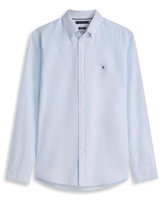 Tommy Hilfiger THFlex-Hemd mit Dobby-Webstruktur und Flag-Stickerei, Regular Fit in