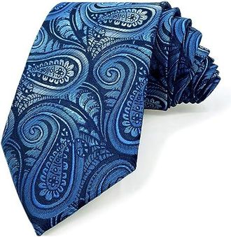 Shlax & Wing Cravates Bleu Marine pour Hommes Paisley Cravate Mariage Formel Classique Tiss&eacute; taille extra longue 160cm