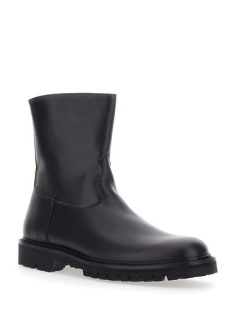 Vinny&rsquo;s Mens High-Top Ankle Boots Black Leather