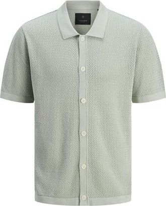Jack & Jones Jprblaarto Knit Polo SS, Gris Aqua, L Hommes