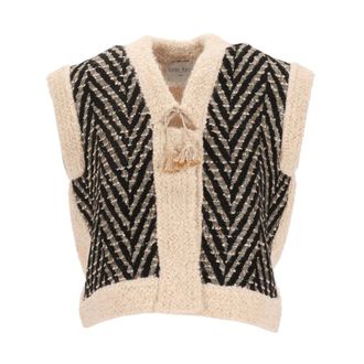 Forte_Forte Femme, Vestes, Multicolore, Taille: 36 FR Gilet en maille avec jacquard chevron